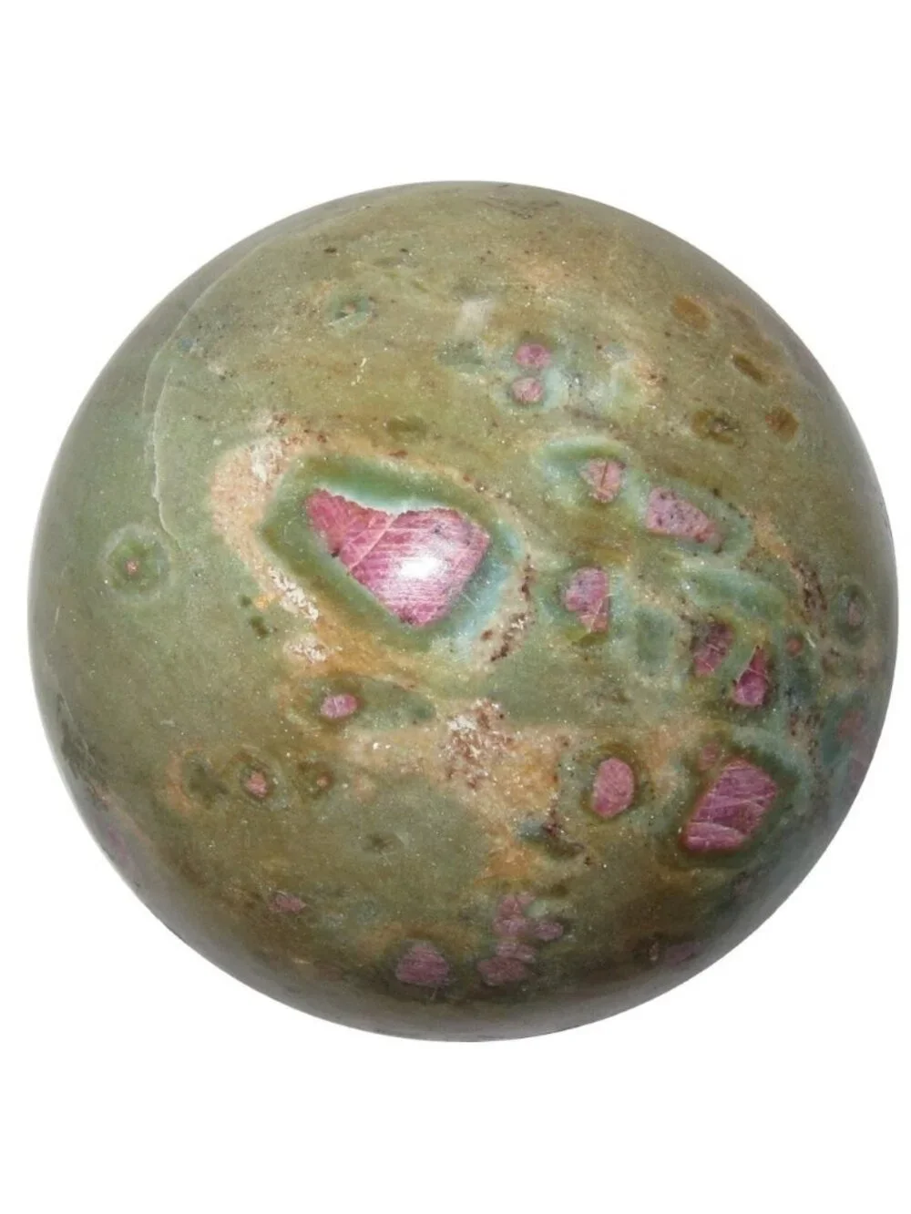 Satin Crystals | Art | Ruby Fuchsite Sphere Fairy Tale Love Olive Green ...